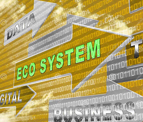 Digital Eco System Data Interaction 3d Rendering Stock Illustration ...