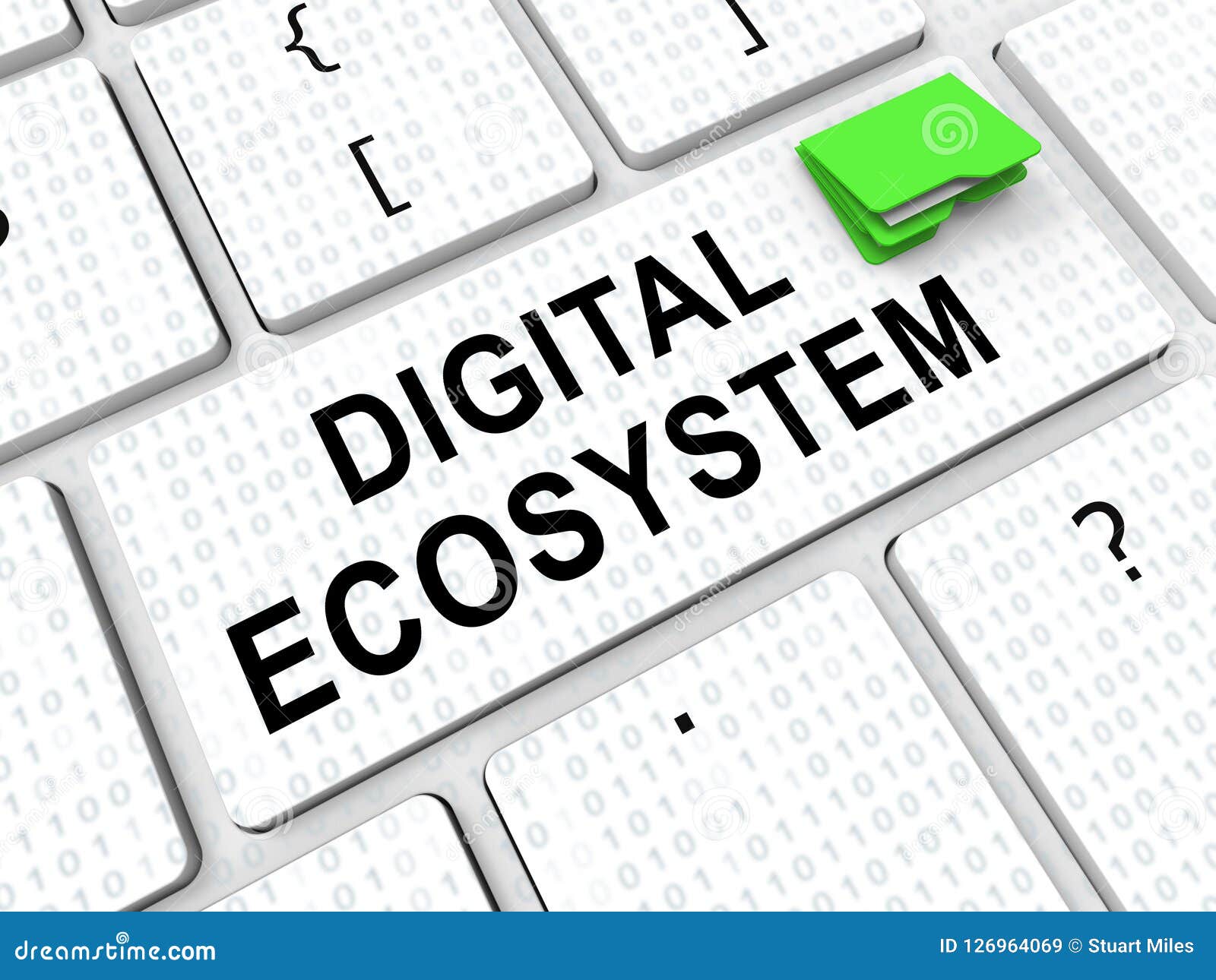 Digital Eco System Data Interaction 3d Rendering Stock Illustration ...