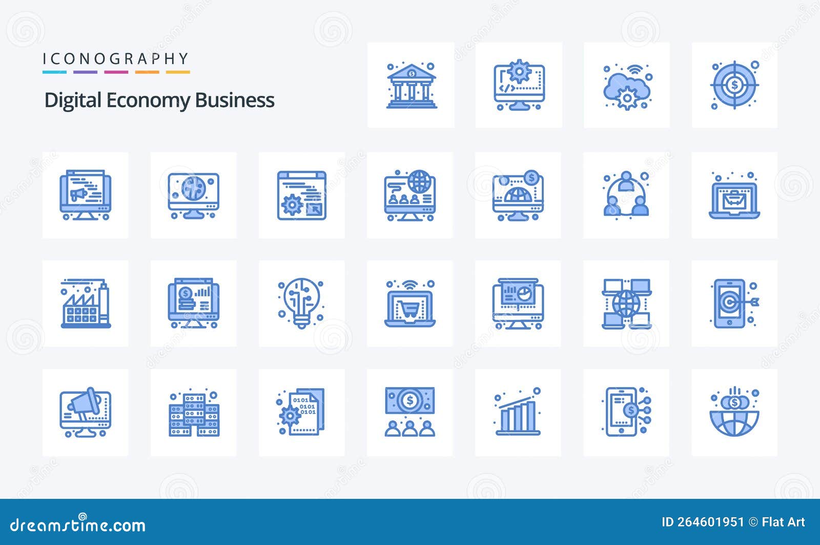 25 Digital Economy Business Blue Icon Pack Stock Vector - Illustration ...