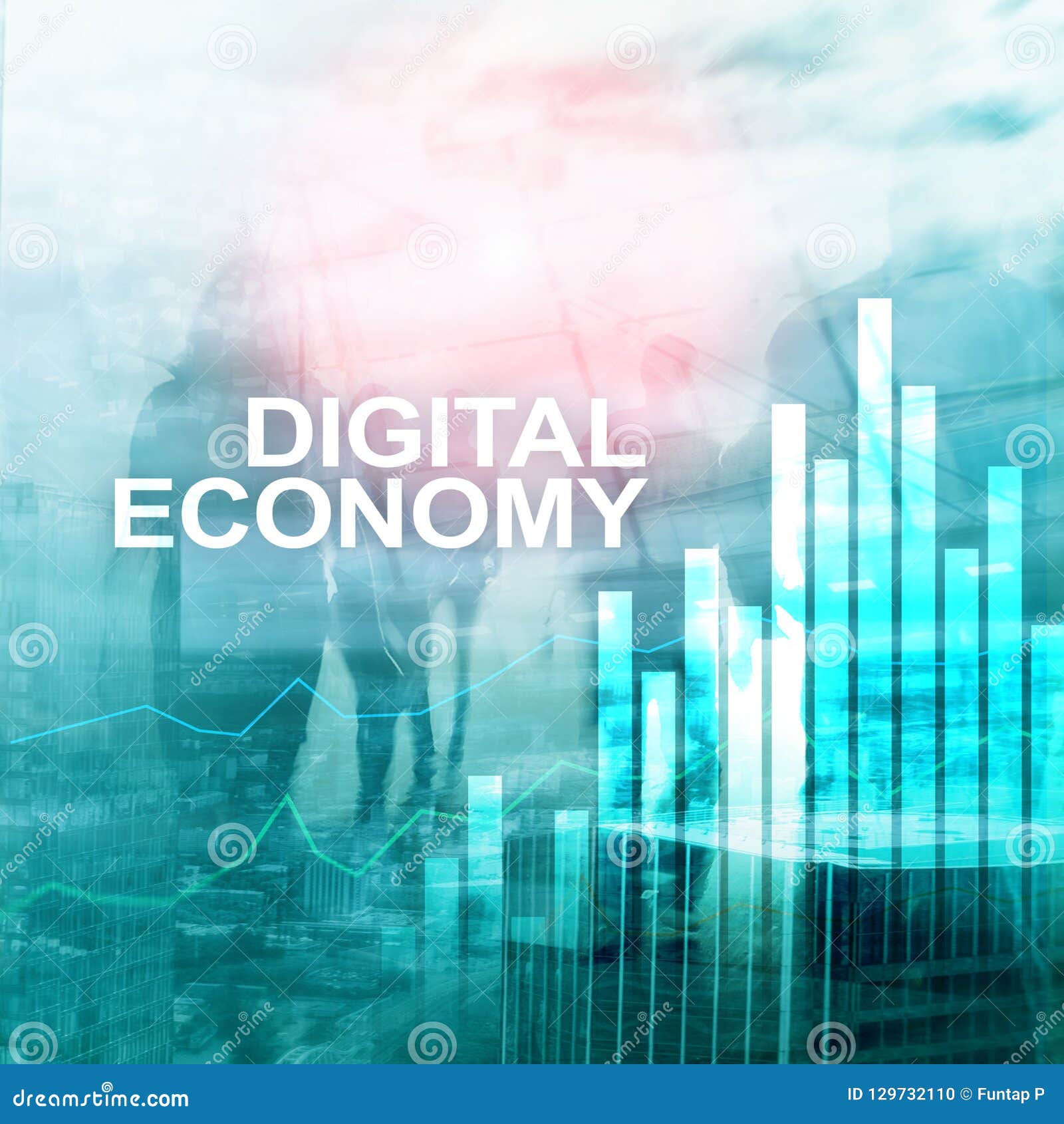 Digital Economy Financial Technology Concept On Blurred Background