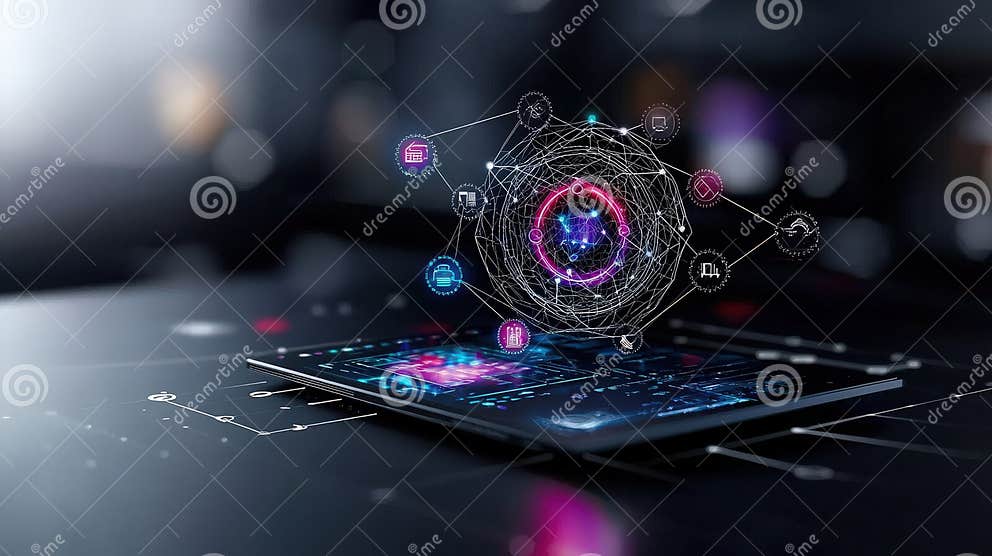 Digital Ecosystem Interaction Virtual Workspace Infographic Modern ...