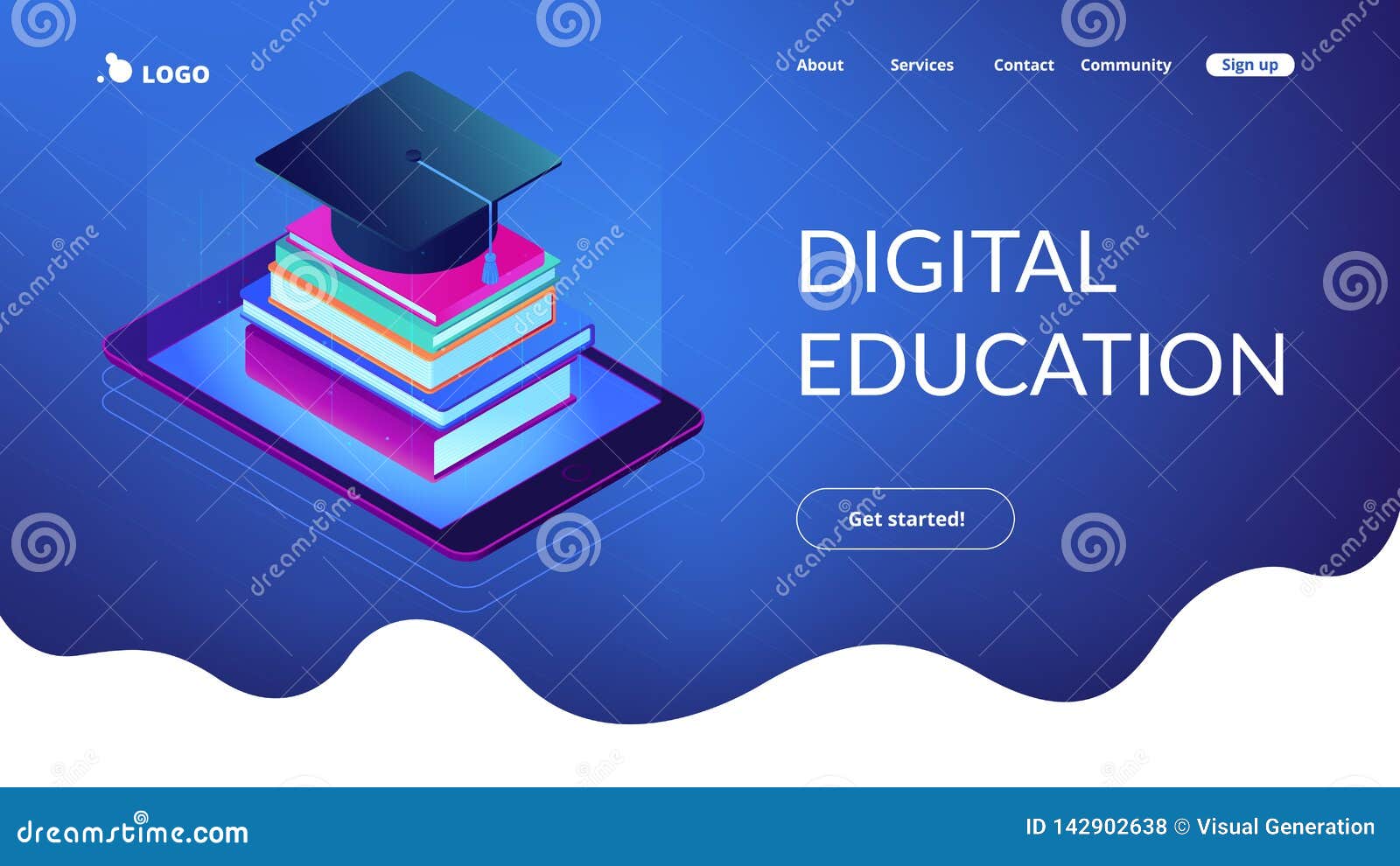 Digital Education Isometric 3D Landing Page. Stock Vector ...