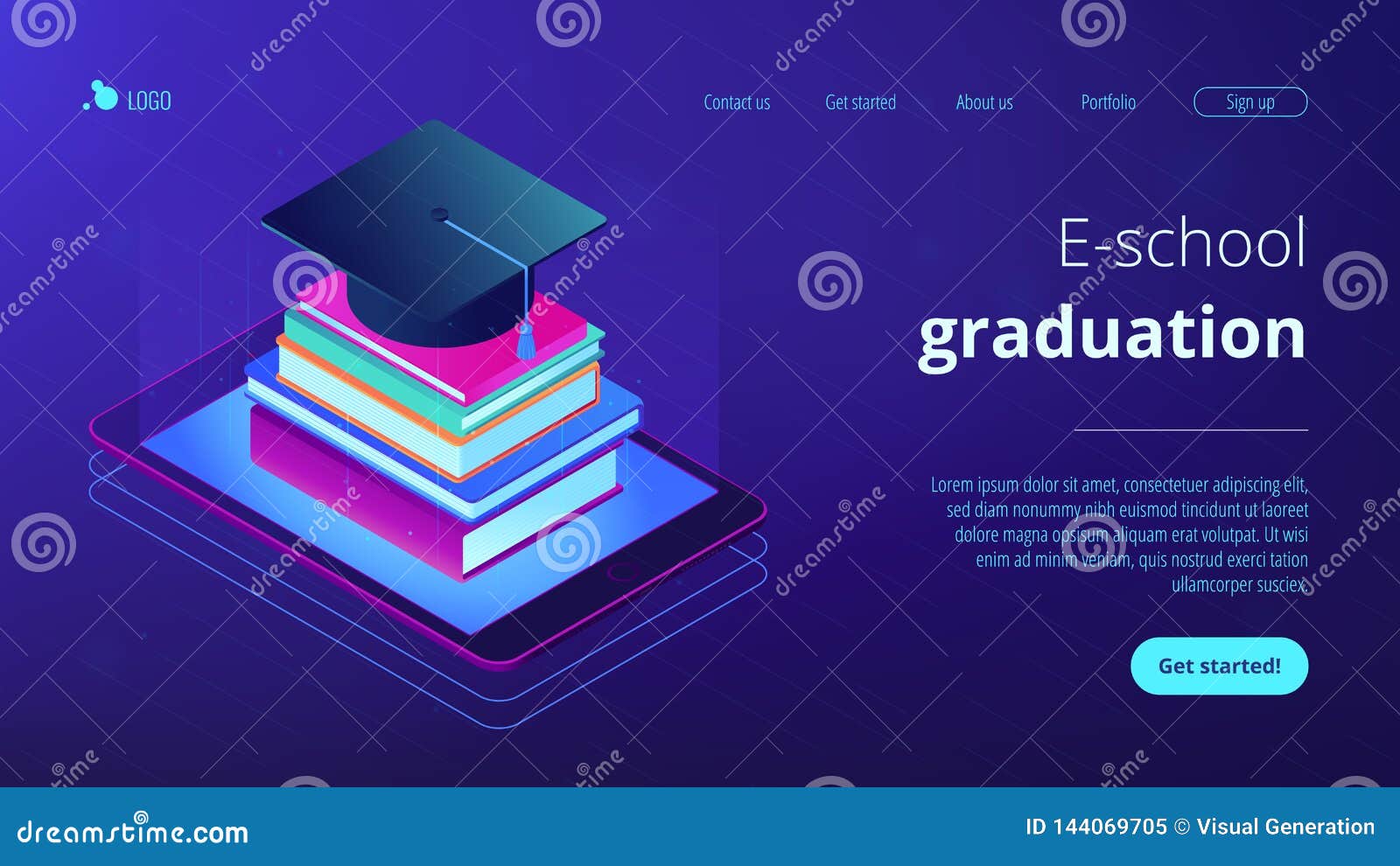 Digital Education Isometric 3D Landing Page. Stock Vector ...