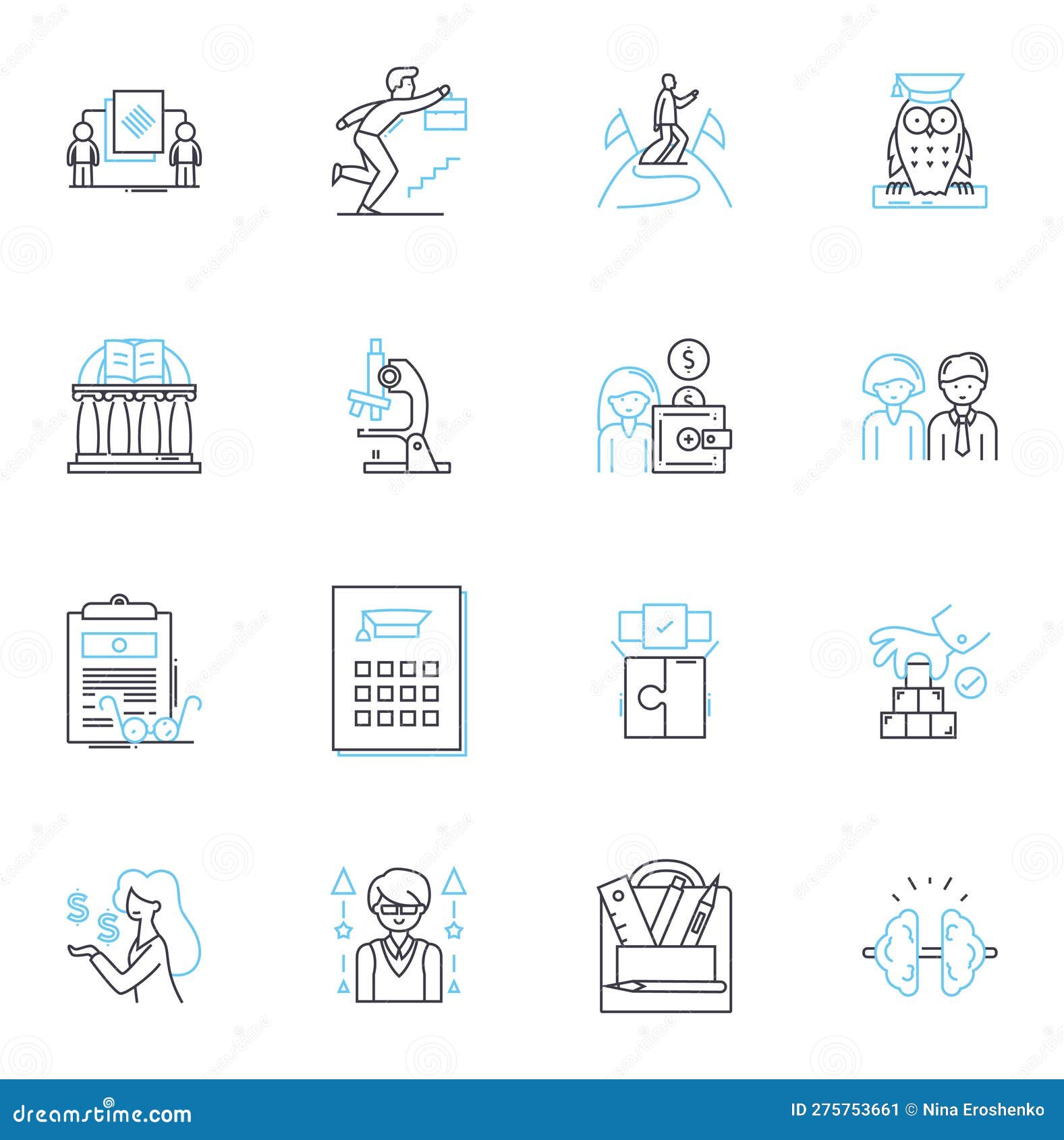 Digital Education Linear Icons Set. Online, Virtual, E-learning, Remote ...