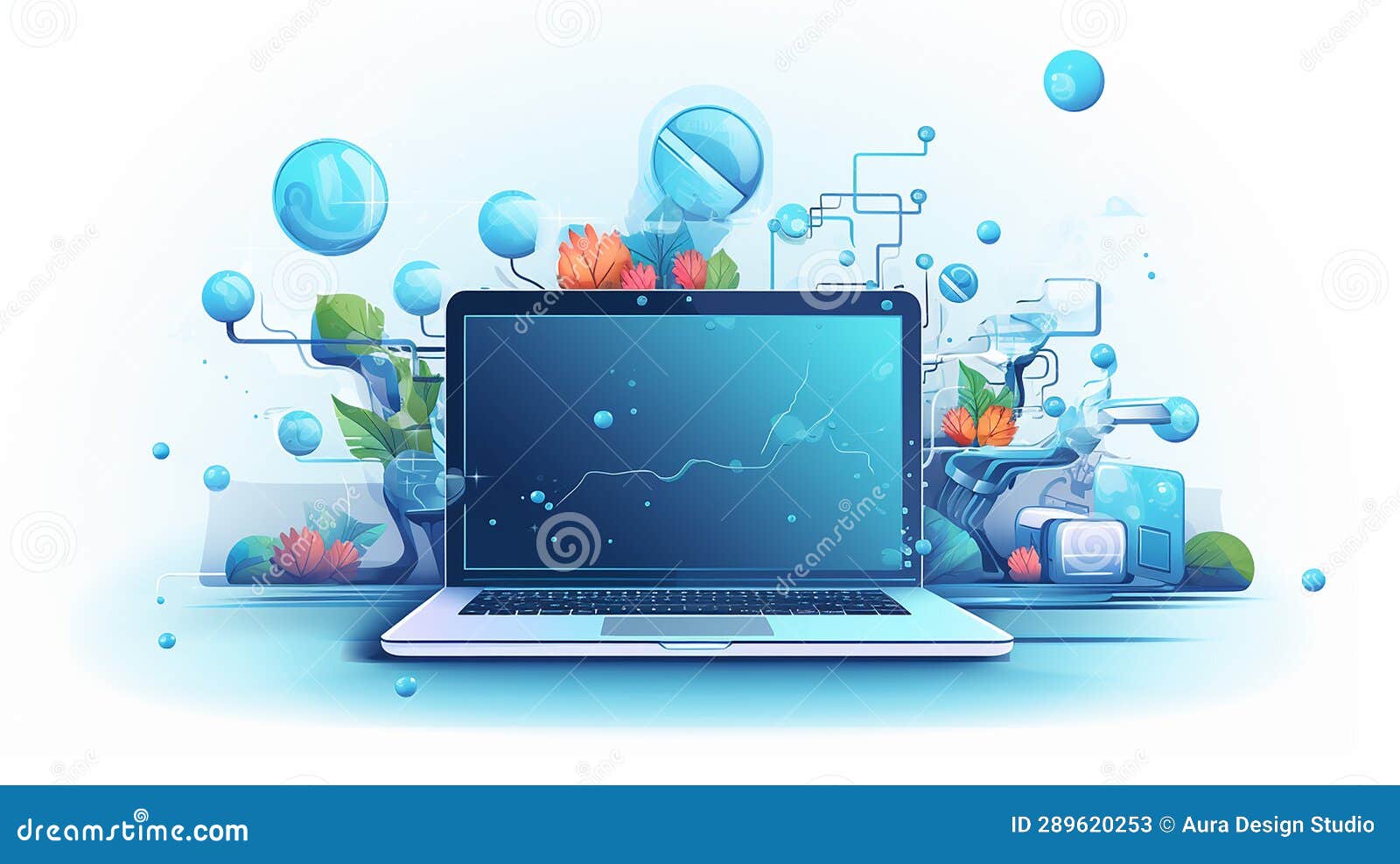 Digital Education Tool Technology Inspired Illustration on White ...