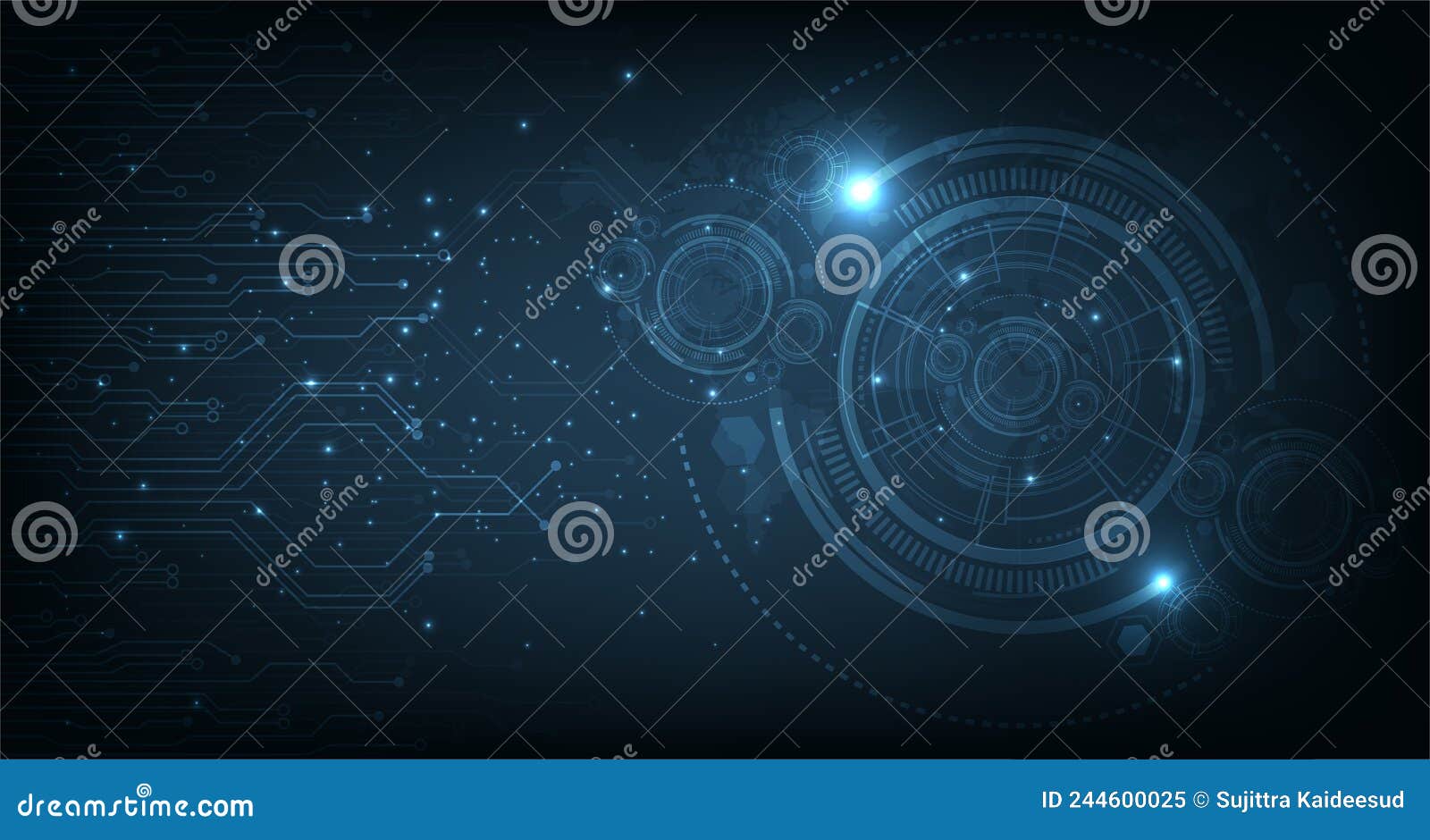 Digital Electric Circuit Circle Background Stock Vector - Illustration ...