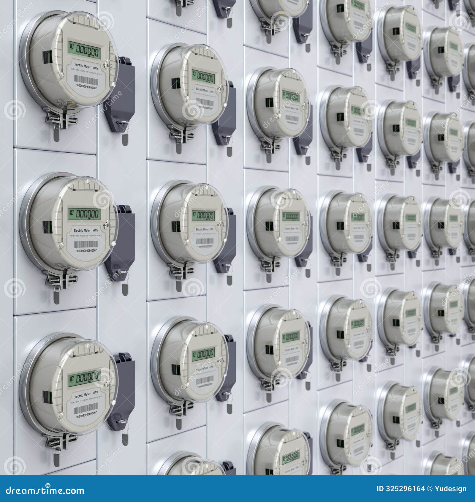 Digital Electric Meters for an Apartment Complex Stock Illustration ...