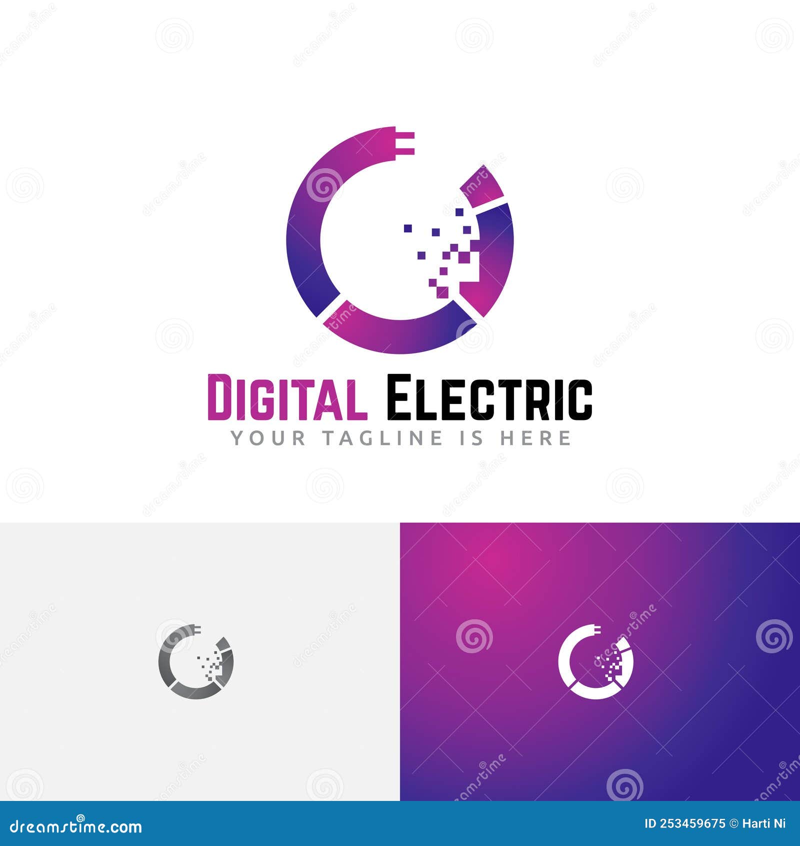Digital Electric Power Plug Circle Technology Logo Stock Vector ...