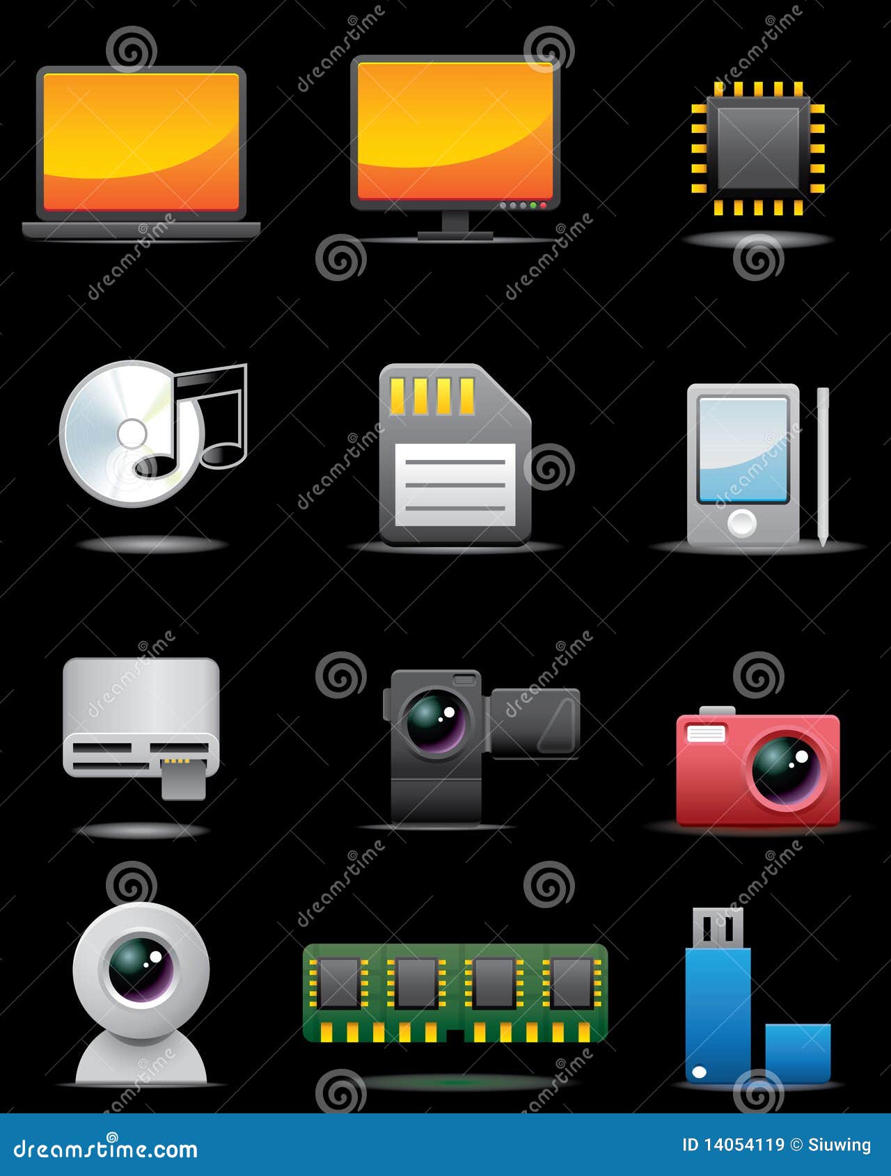 Digital Electrical Appliance Icon Set -- Premium S Stock Vector ...