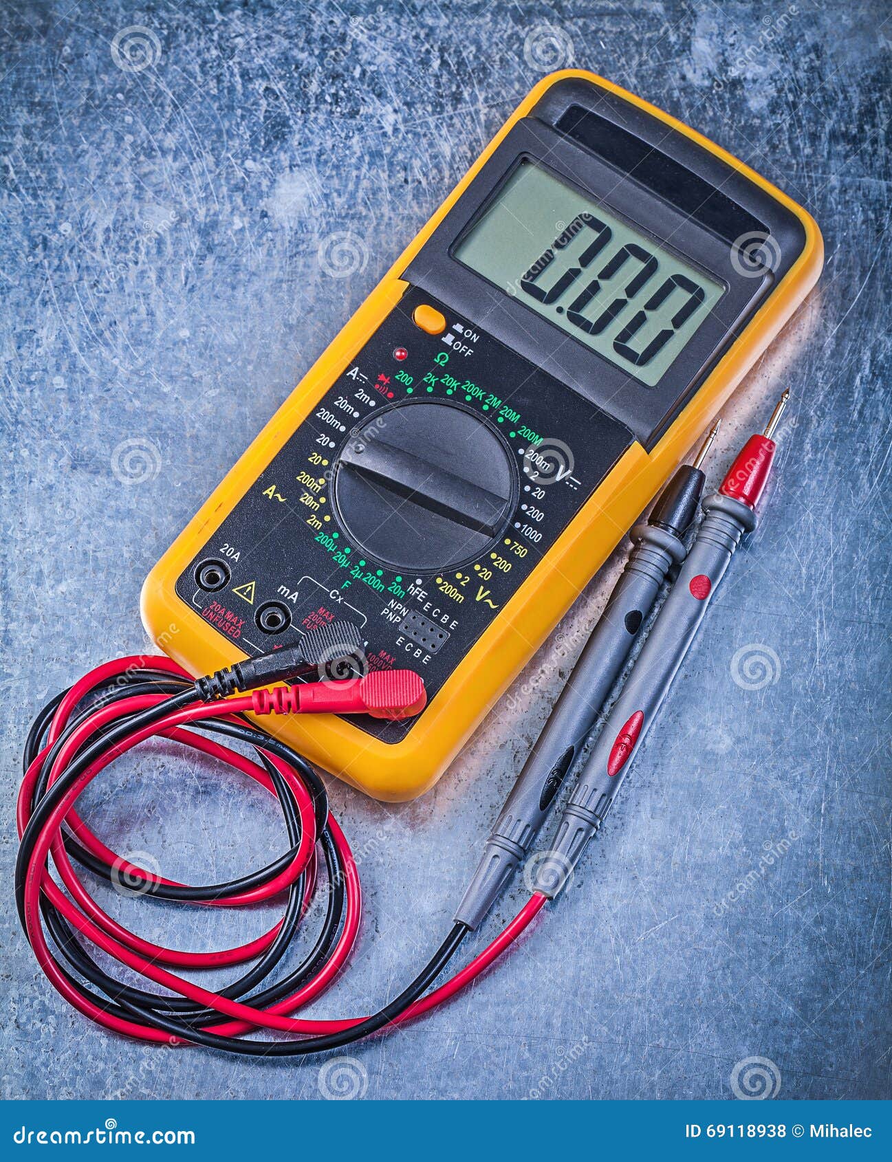 Digital Electrical Tester on Metallic Background Stock Photo - Image of ...