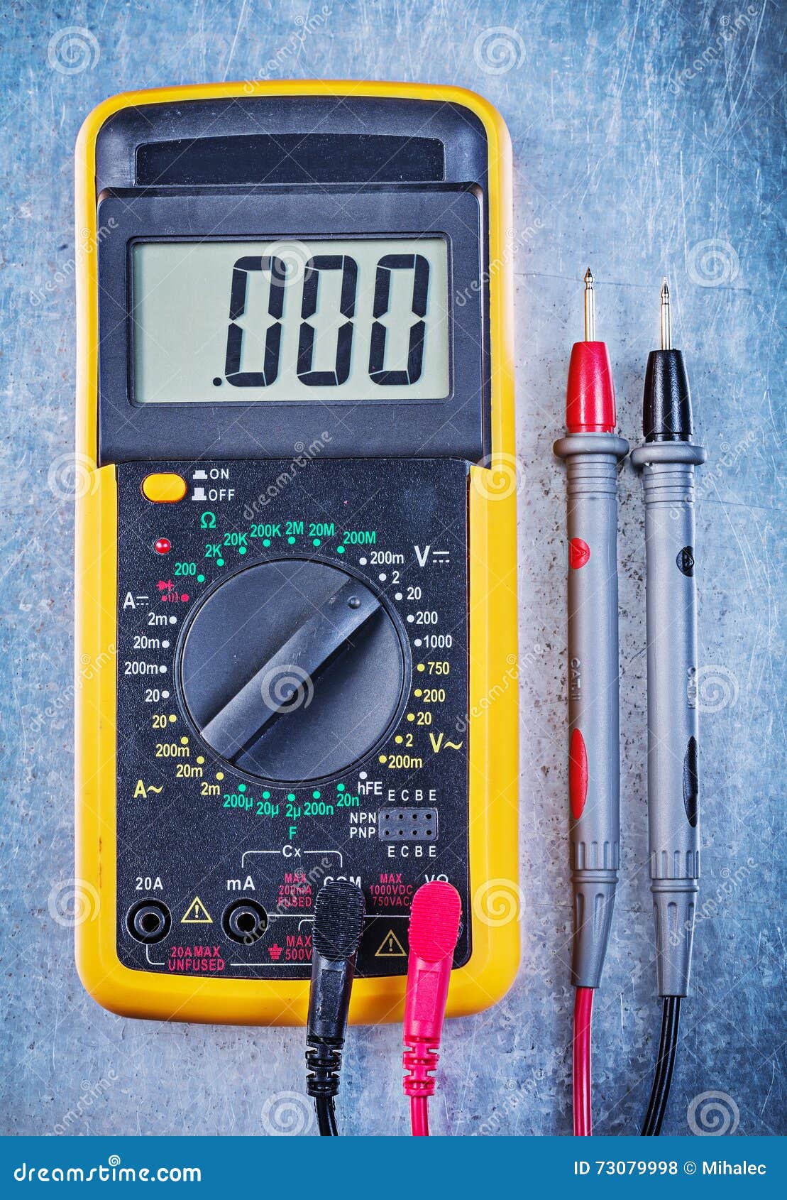 Digital Electrical Tester on Metallic Surface Top View Stock Photo ...