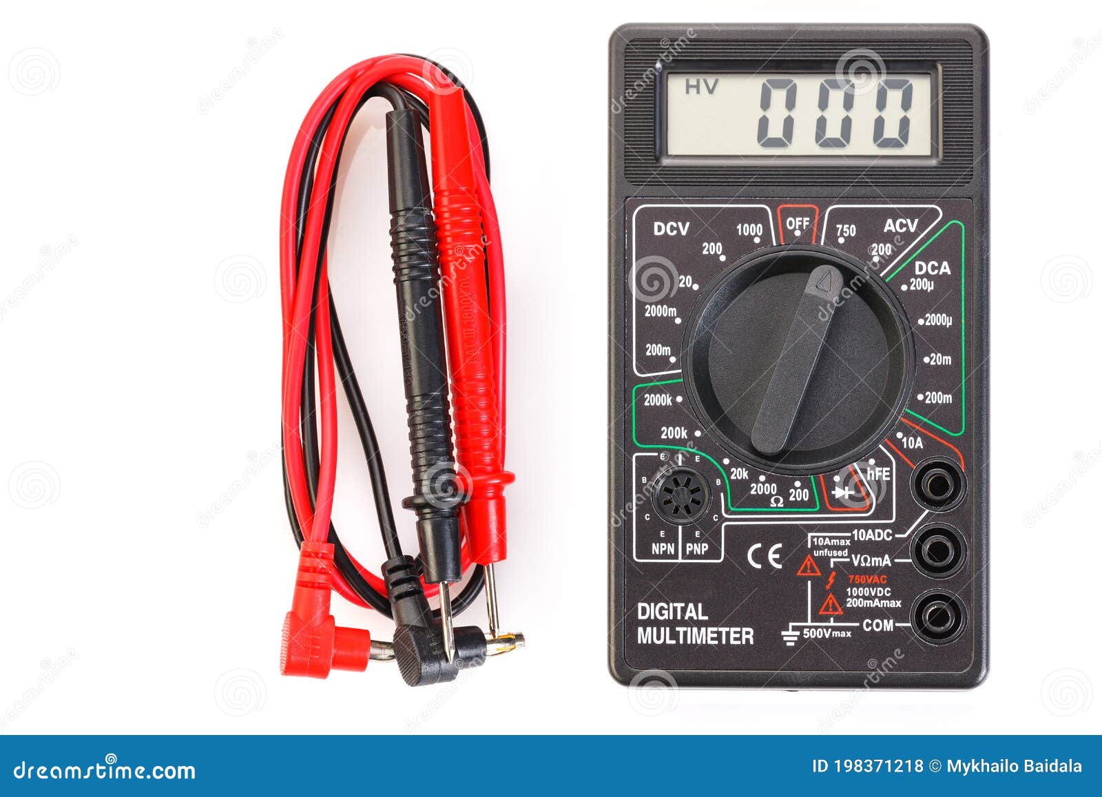 Digital Electrical Tester Multimeter in Black Case Isolated on White ...