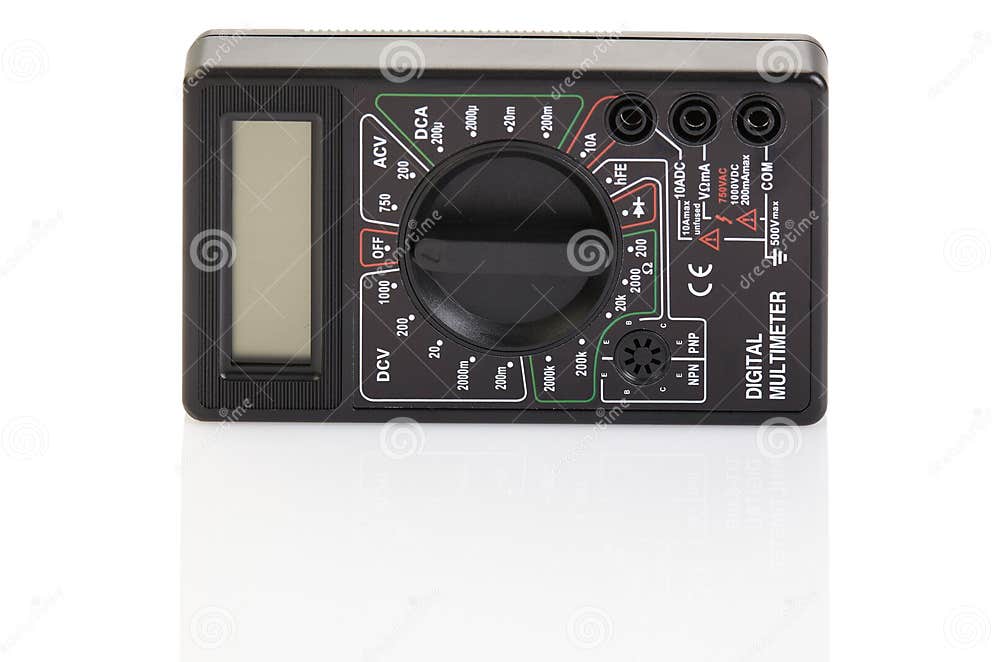 Digital Electrical Tester Multimeter in Black Case Isolated on White ...