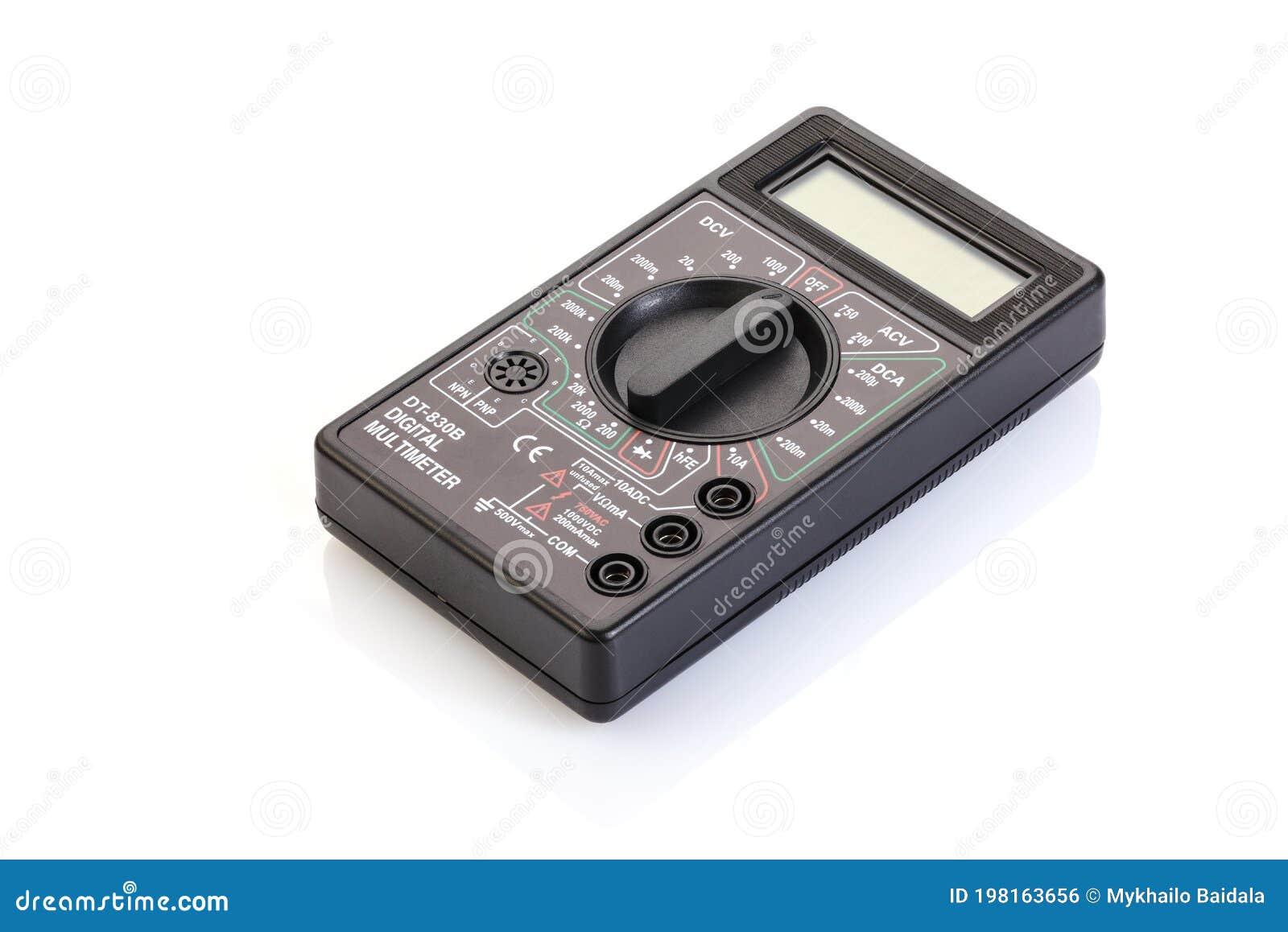 Digital Electrical Tester Multimeter in Black Case Isolated on White ...