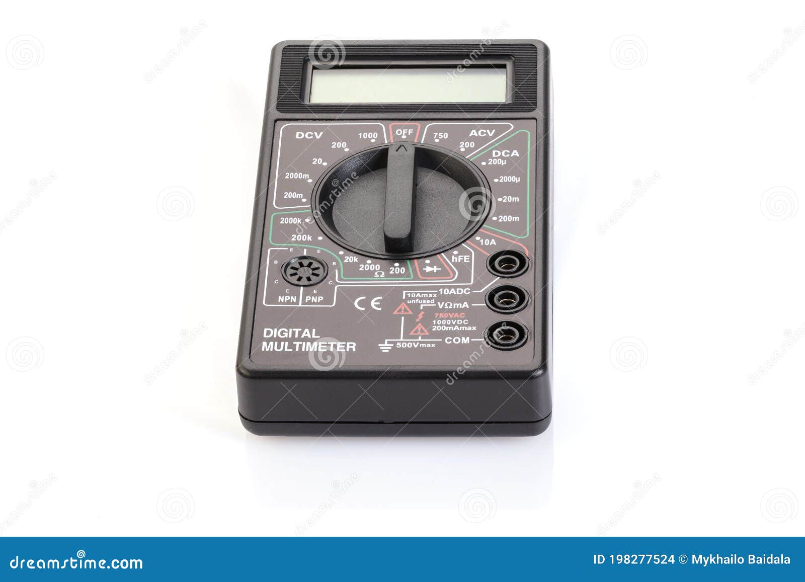 Digital Electrical Tester Multimeter in Black Case Isolated on White ...