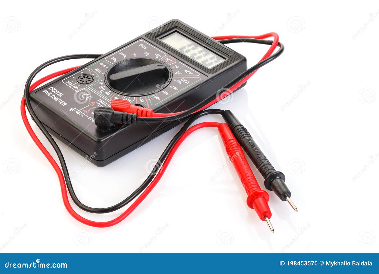 Digital Electrical Tester Multimeter in Black Case Isolated on White ...