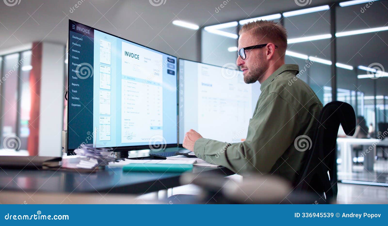 Digital Electronic Bill and Accountant E Invoice Stock Image - Image of ...