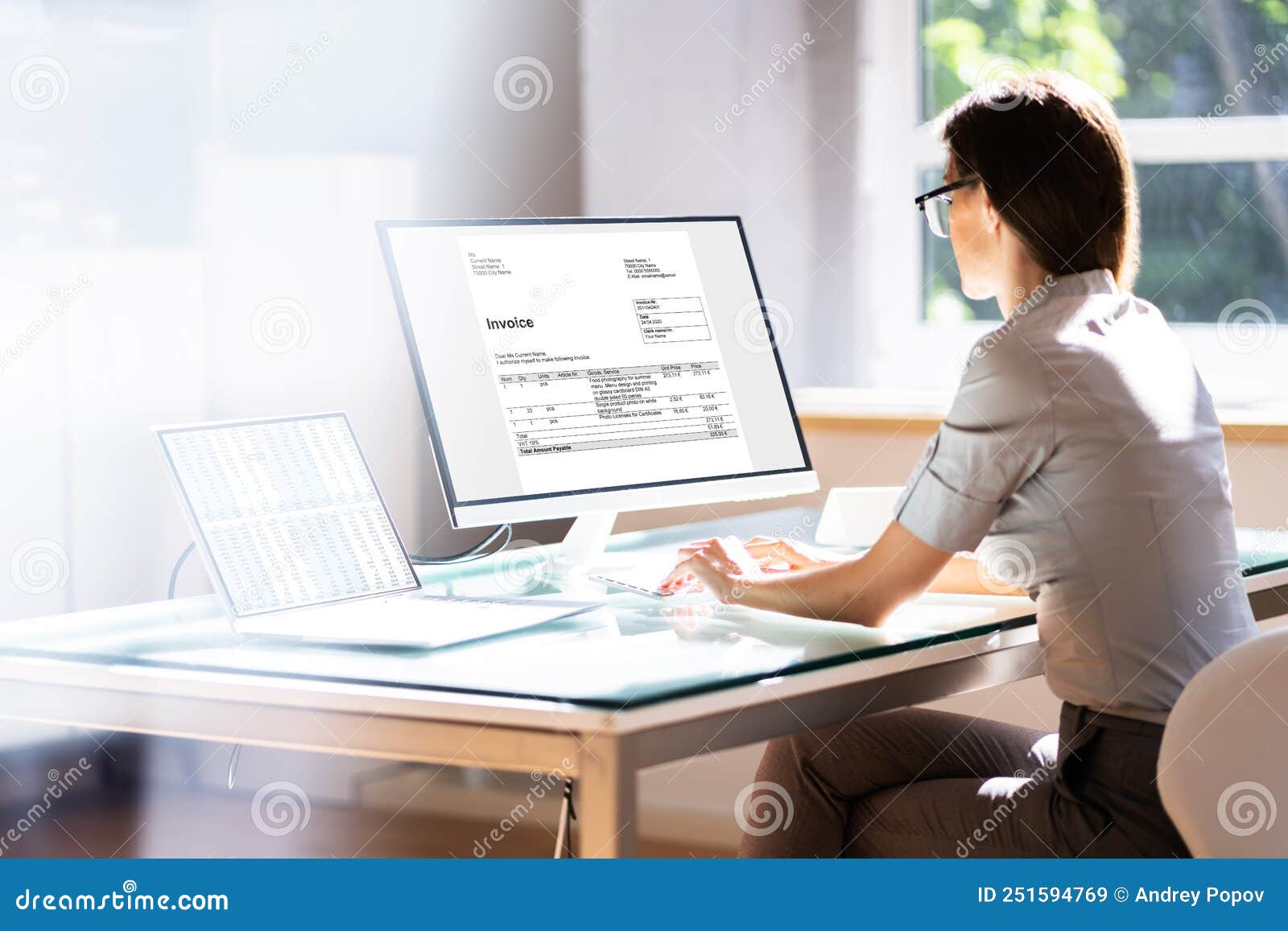 Digital Electronic Bill and Accountant E Invoice Stock Image - Image of ...