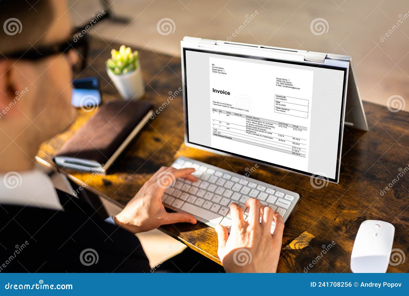 Digital Electronic Bill and Accountant E Invoice Stock Photo - Image of ...
