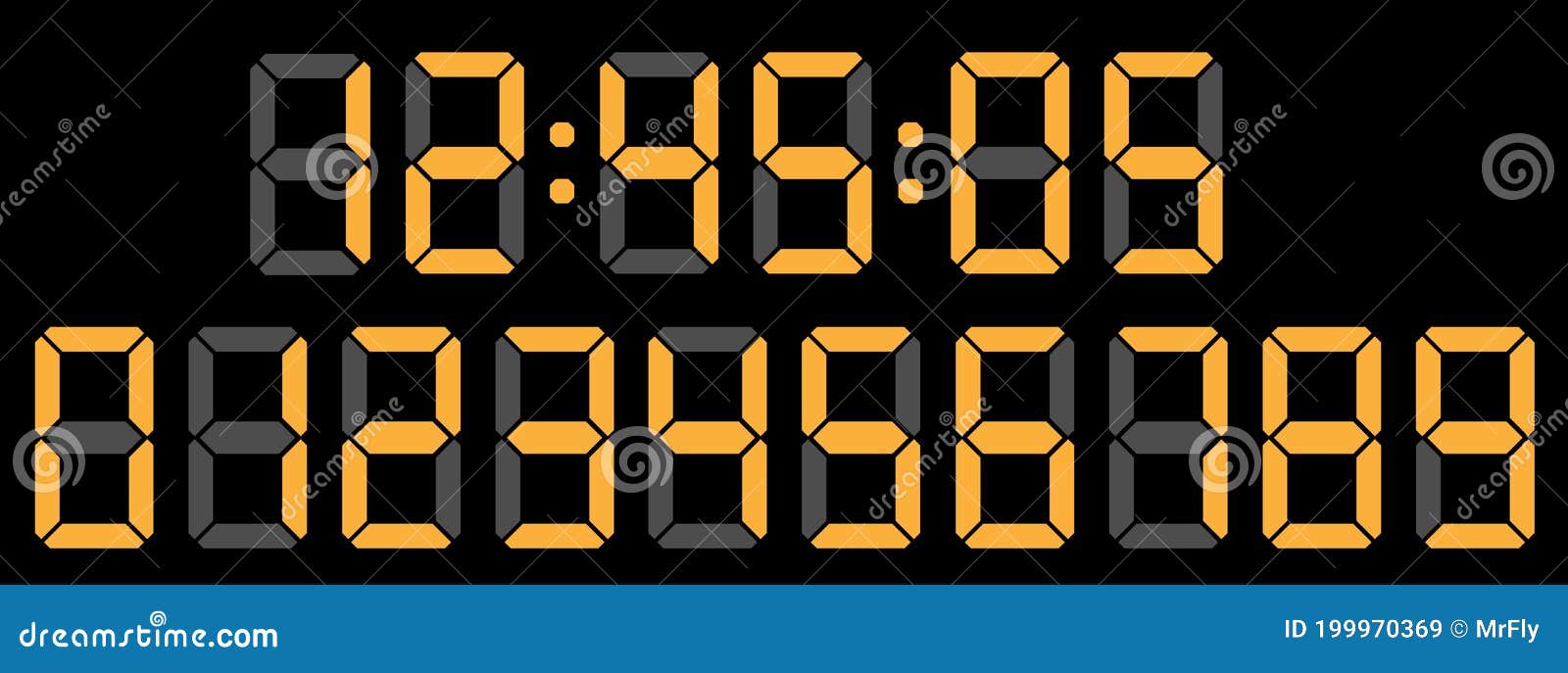 Digital, Electronic Clock, Number Set, Vector Illustration Stock Vector ...