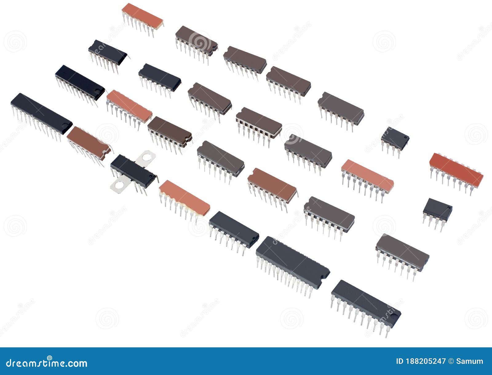 Digital Electronic Components, Integrated Circuits Isolated On White ...