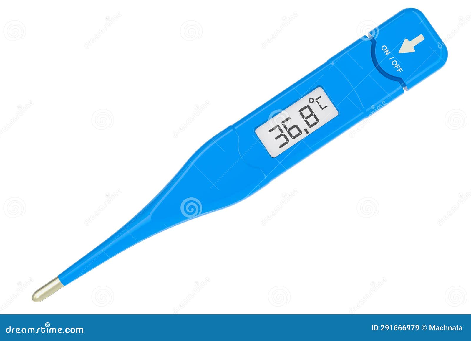 Digital Electronic Thermometer, Blue Color. 3D Rendering Stock ...
