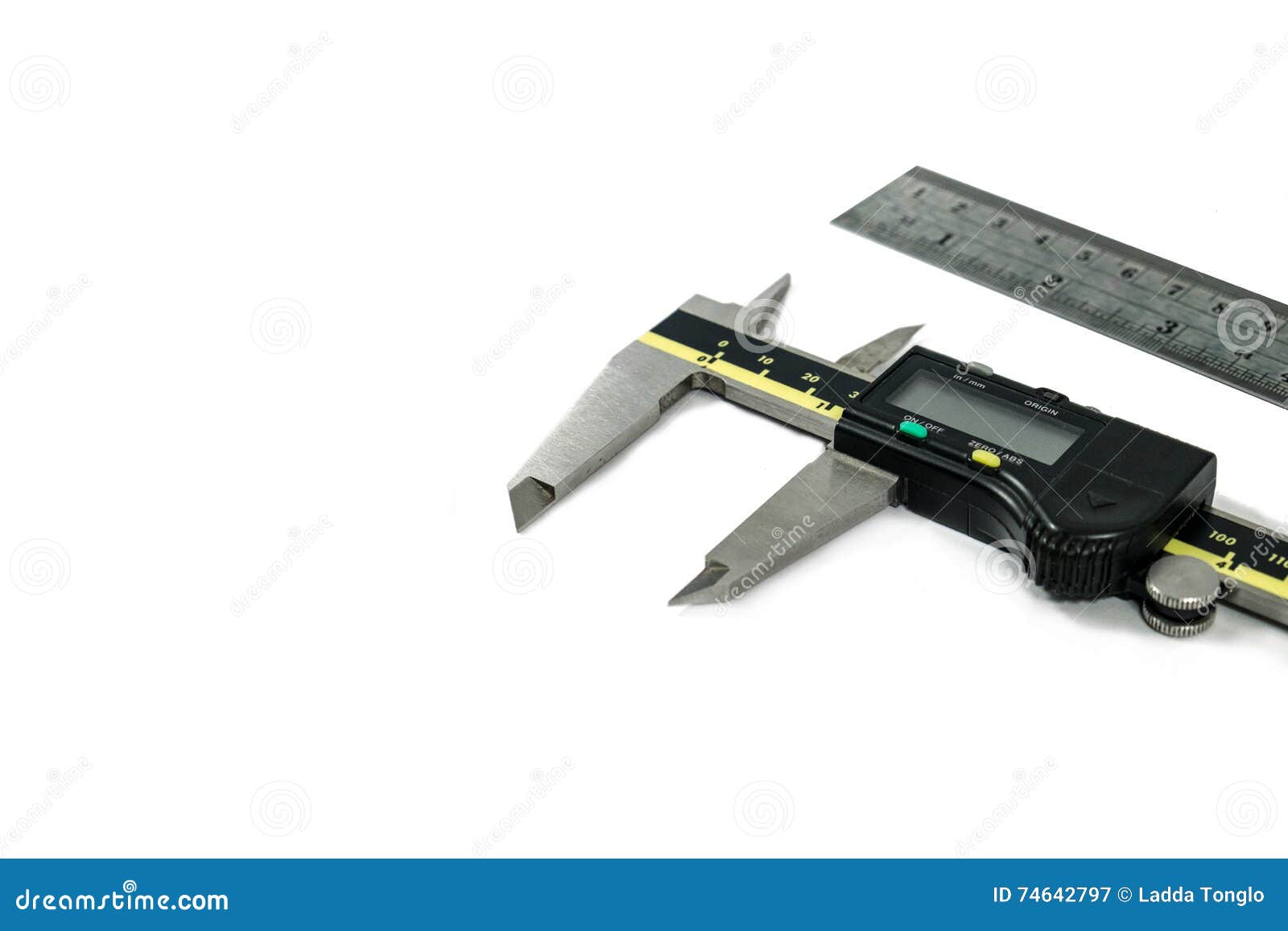 Digital Electronic Vernier Caliper and Ruler, on White Stock Image ...