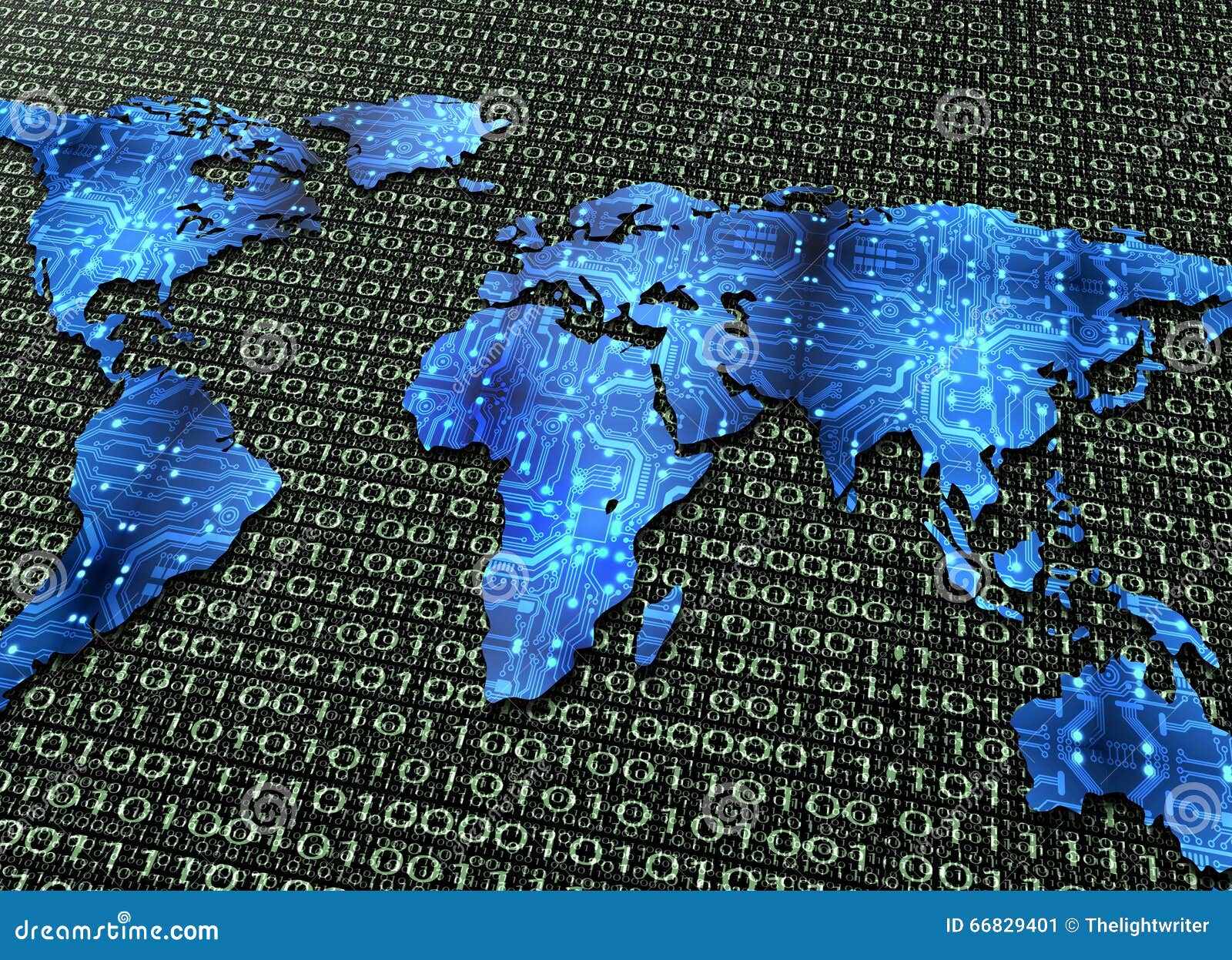 Digital Electronic World Map Stock Illustration - Illustration of ...