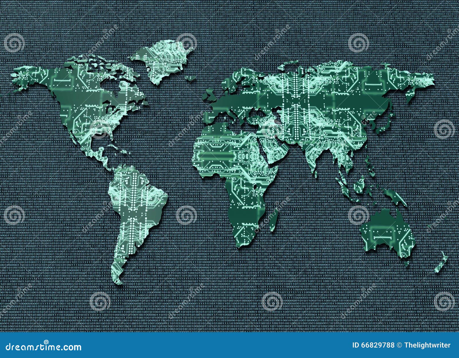 Digital Electronic World Map Stock Illustration - Illustration of ...
