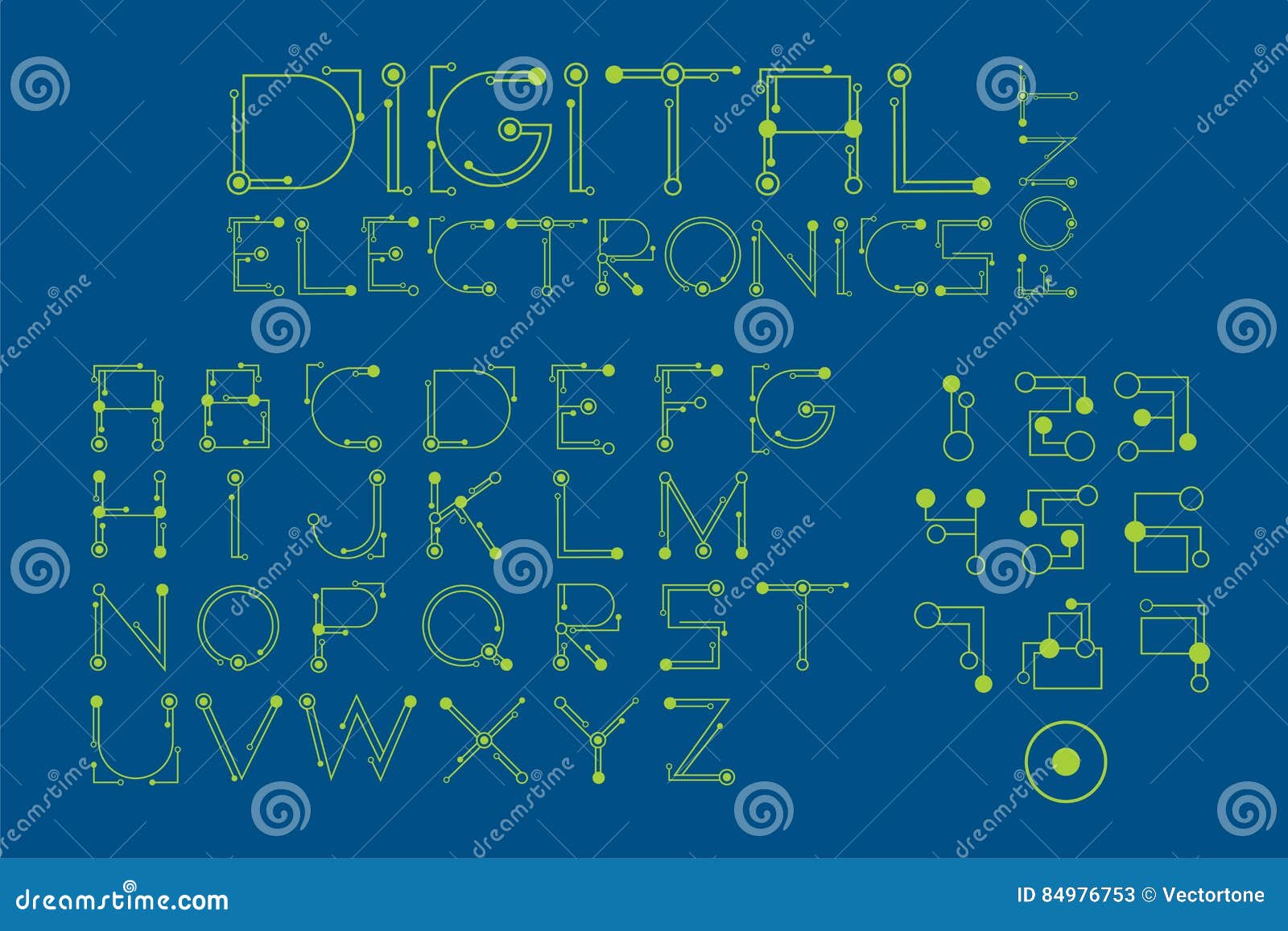 Digital and Electronics Font. Stock Vector - Illustration of digital ...