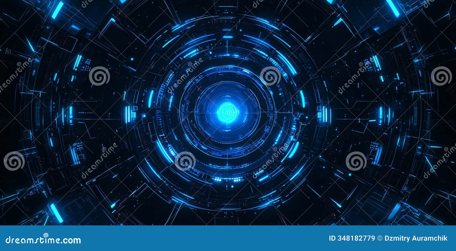 Digital Element Circuit Illustration with Hologram Pedestal Empty Stage ...