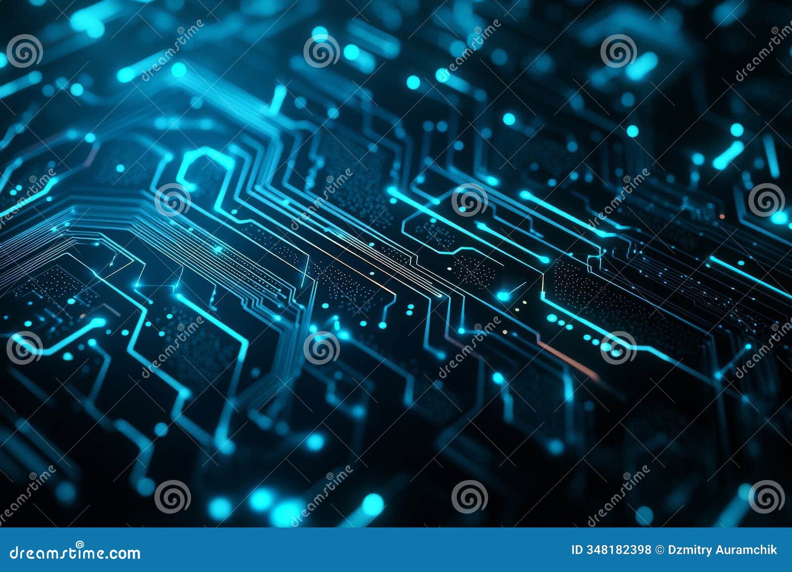 Digital Element Circuit Over a Dark Blue Technology Background. Stock ...