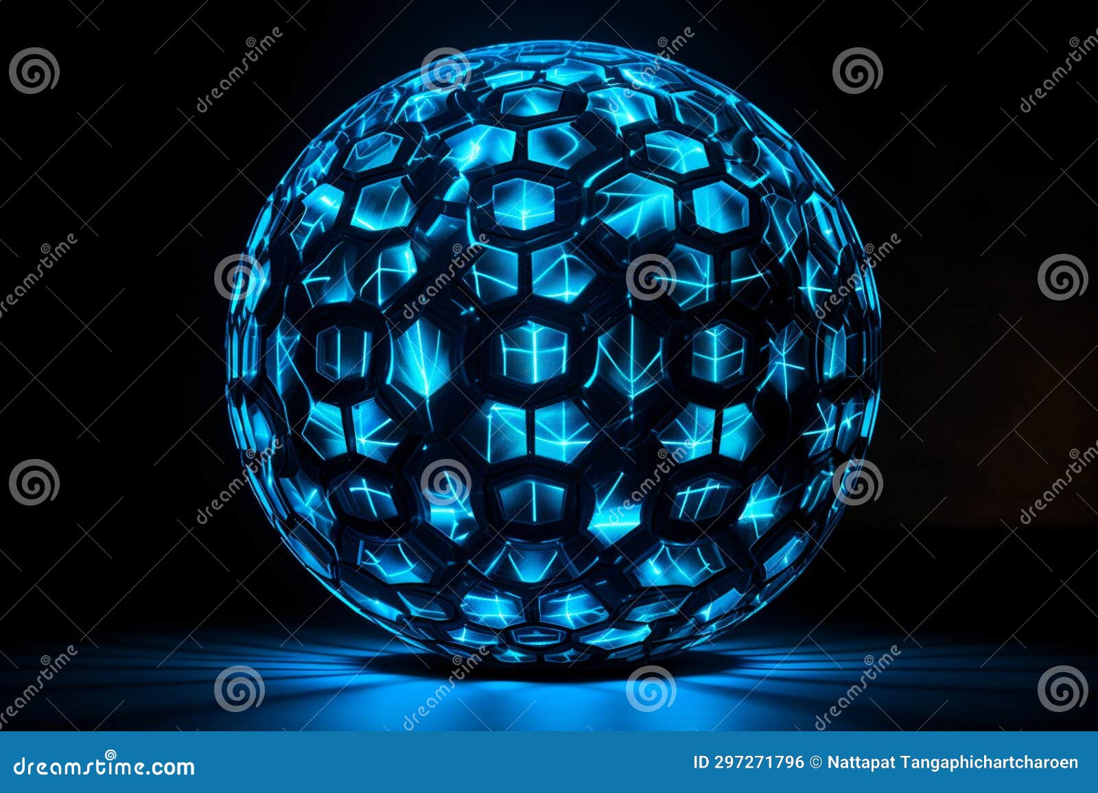 Digital Element Hive Pattern Wrap Earth Sphere with Blue Neon ...