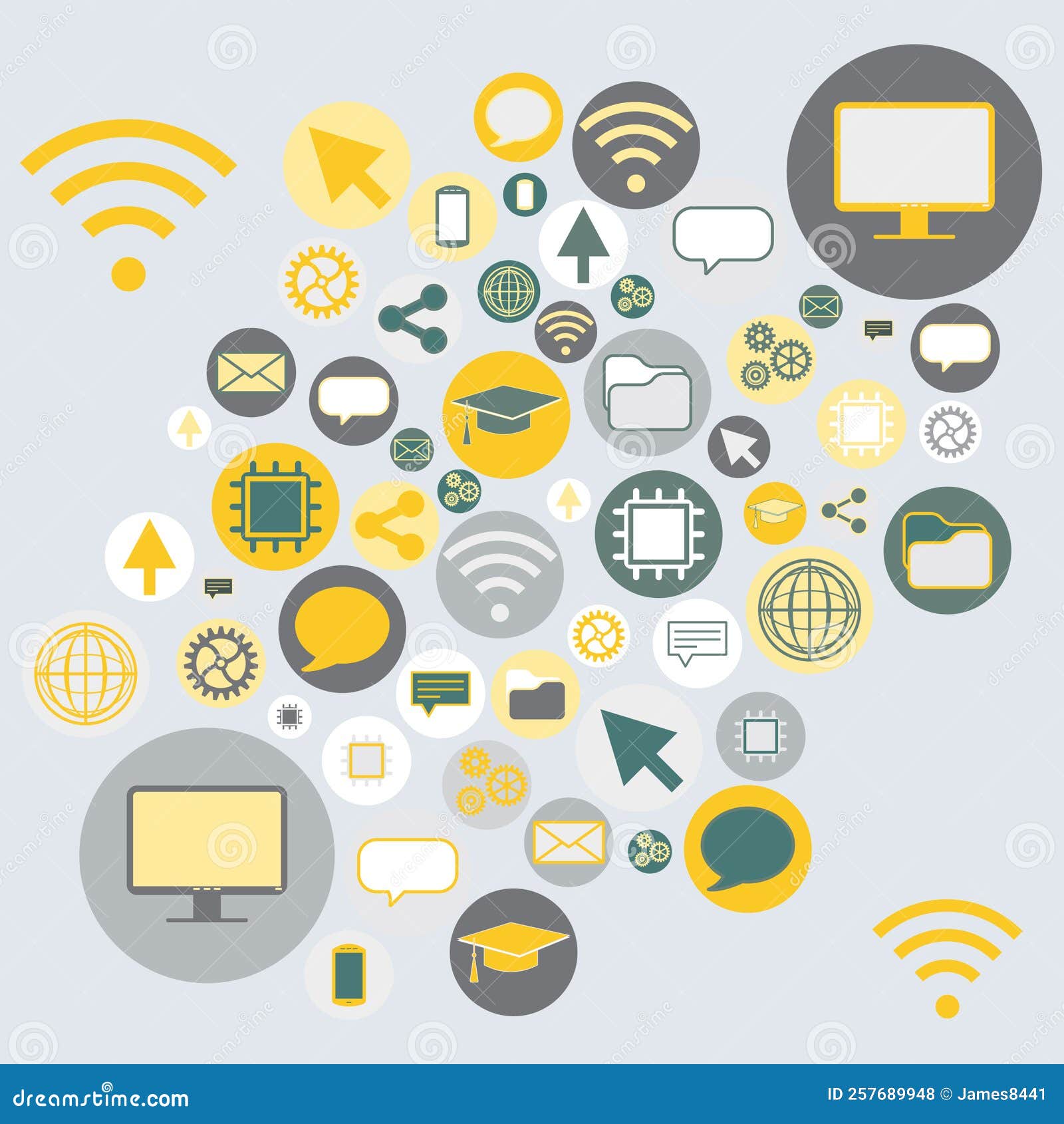 Network icon set stock vector. Illustration of wireless - 257689948