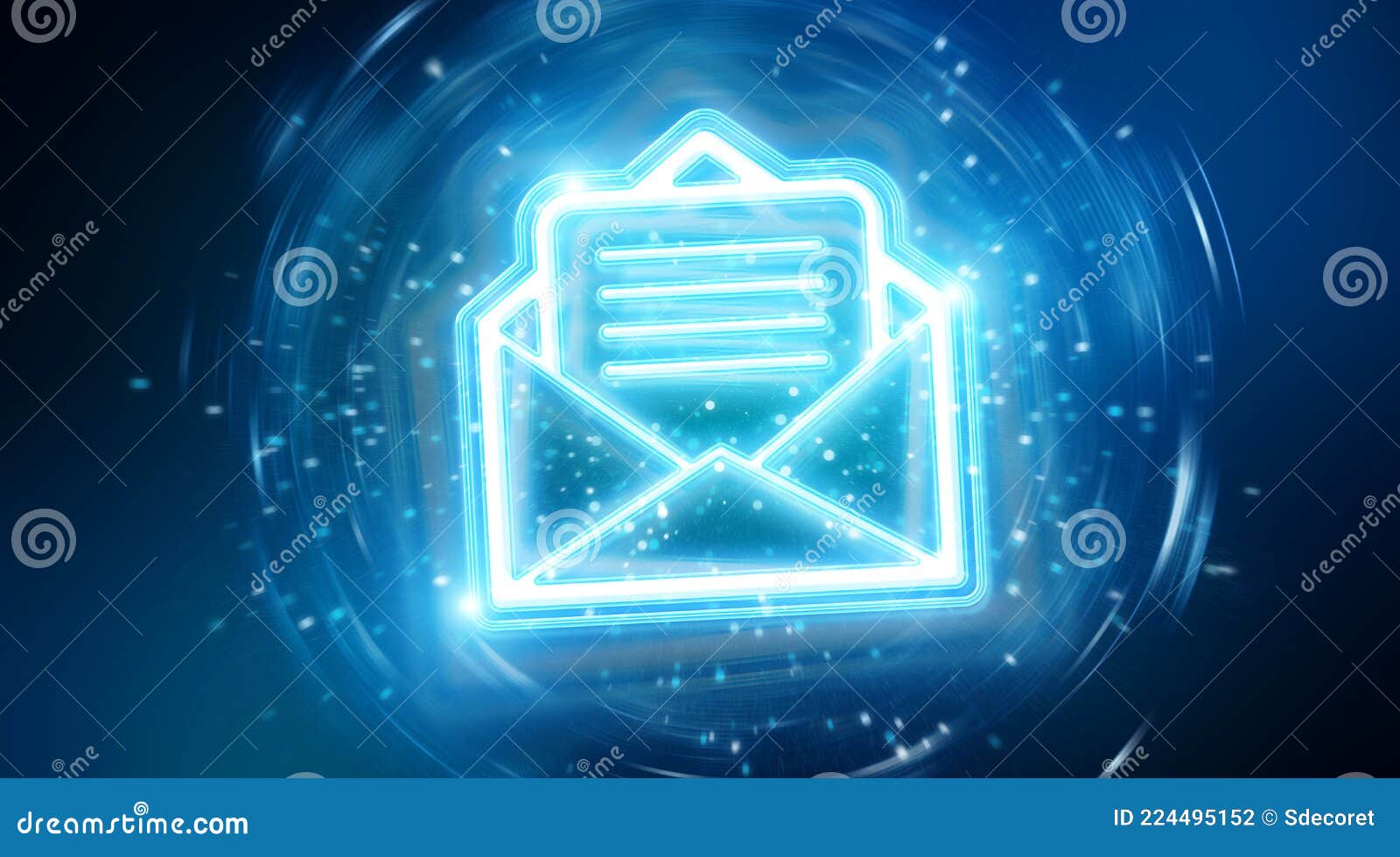 Digital Email Blue Holographic Interface 3D Rendering Stock ...
