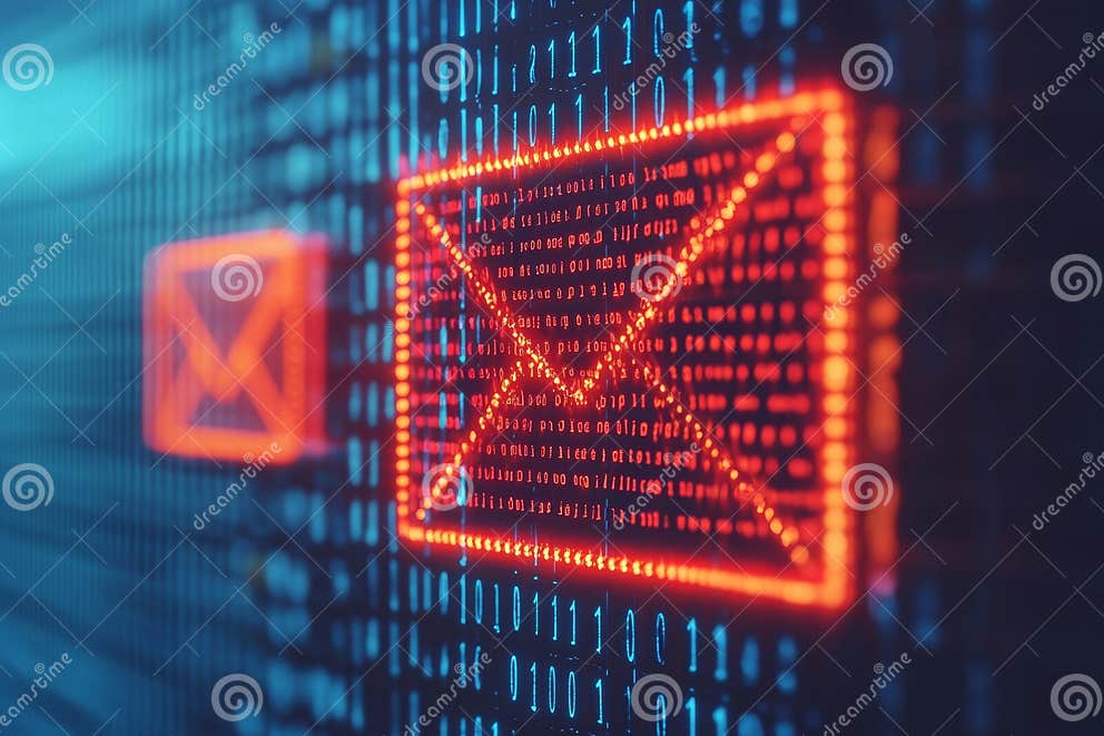 Digital Email Icon with Binary Code Background Stock Photo - Image of ...