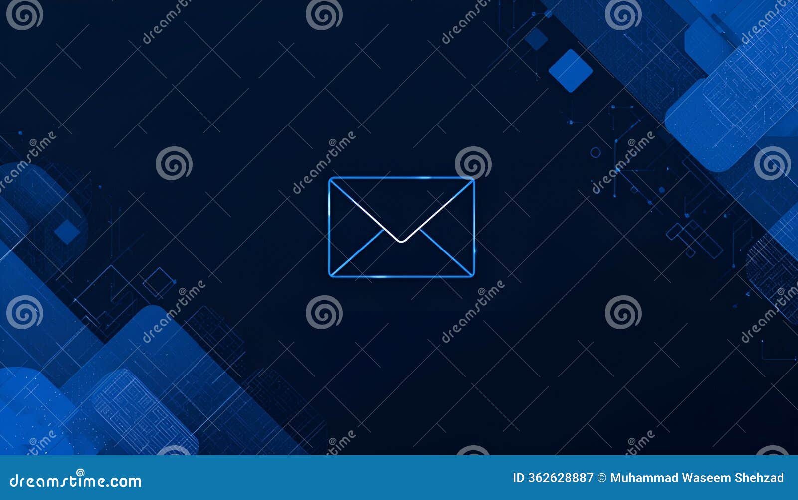 Futuristic Digital Email Icon on a Dark Blue Technology Background with ...