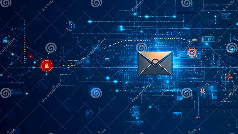 Digital Email Icon with Security Symbols and Phishing Threat Elements Stock Photo - Image of ...