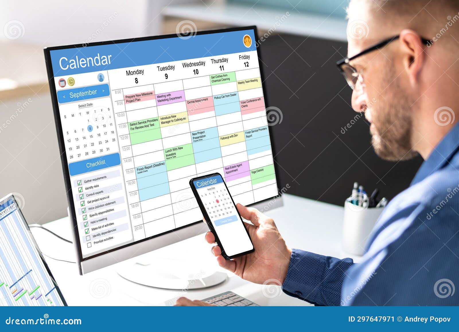 Digital Employee Schedule Management: Time Sheet Stock Image - Image of ...
