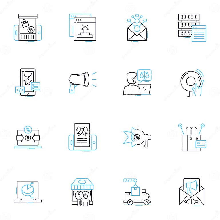 Digital Engine Linear Icons Set. Efficiency, Innovation, Automation ...