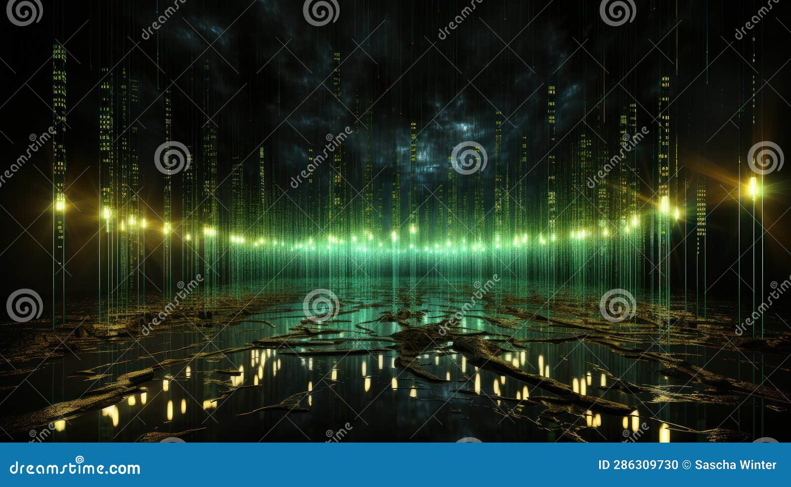 Digital Enigma Green Matrix Code Stock Illustration Illustration Of Virtual Software 286309730
