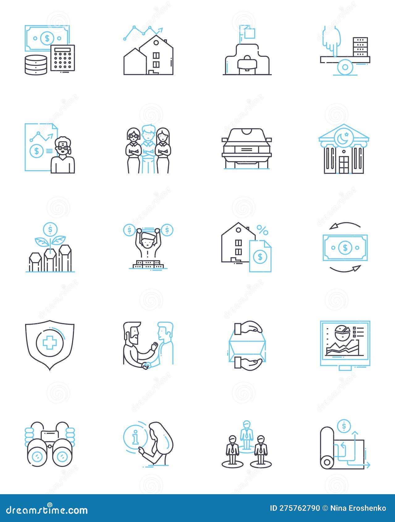 Digital Enterprise Linear Icons Set. Innovation, Transformation ...