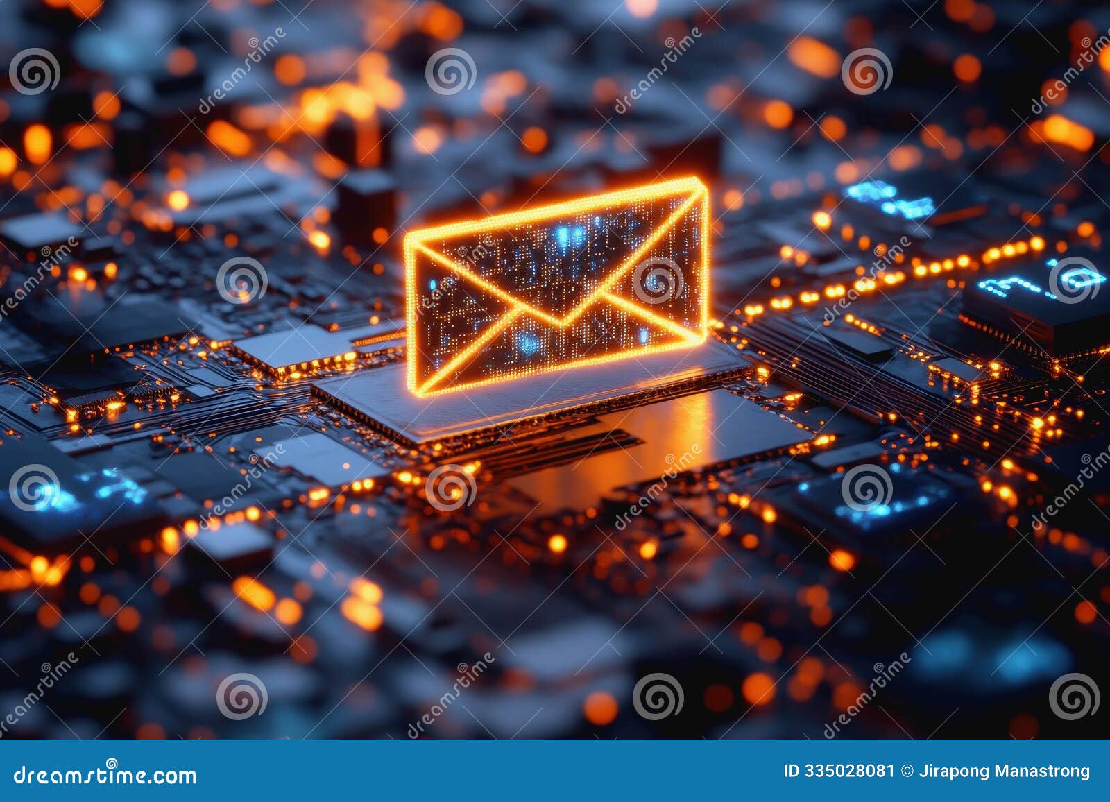 Digital Envelope on Circuit Board Representing Modern Tech ...