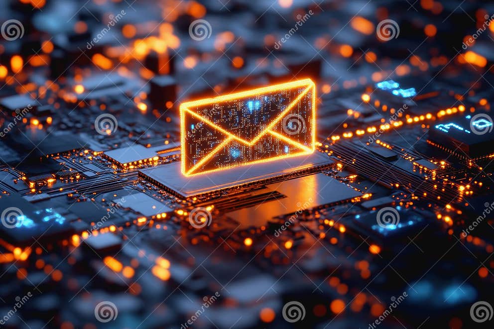 Digital Envelope on Circuit Board Representing Modern Tech ...