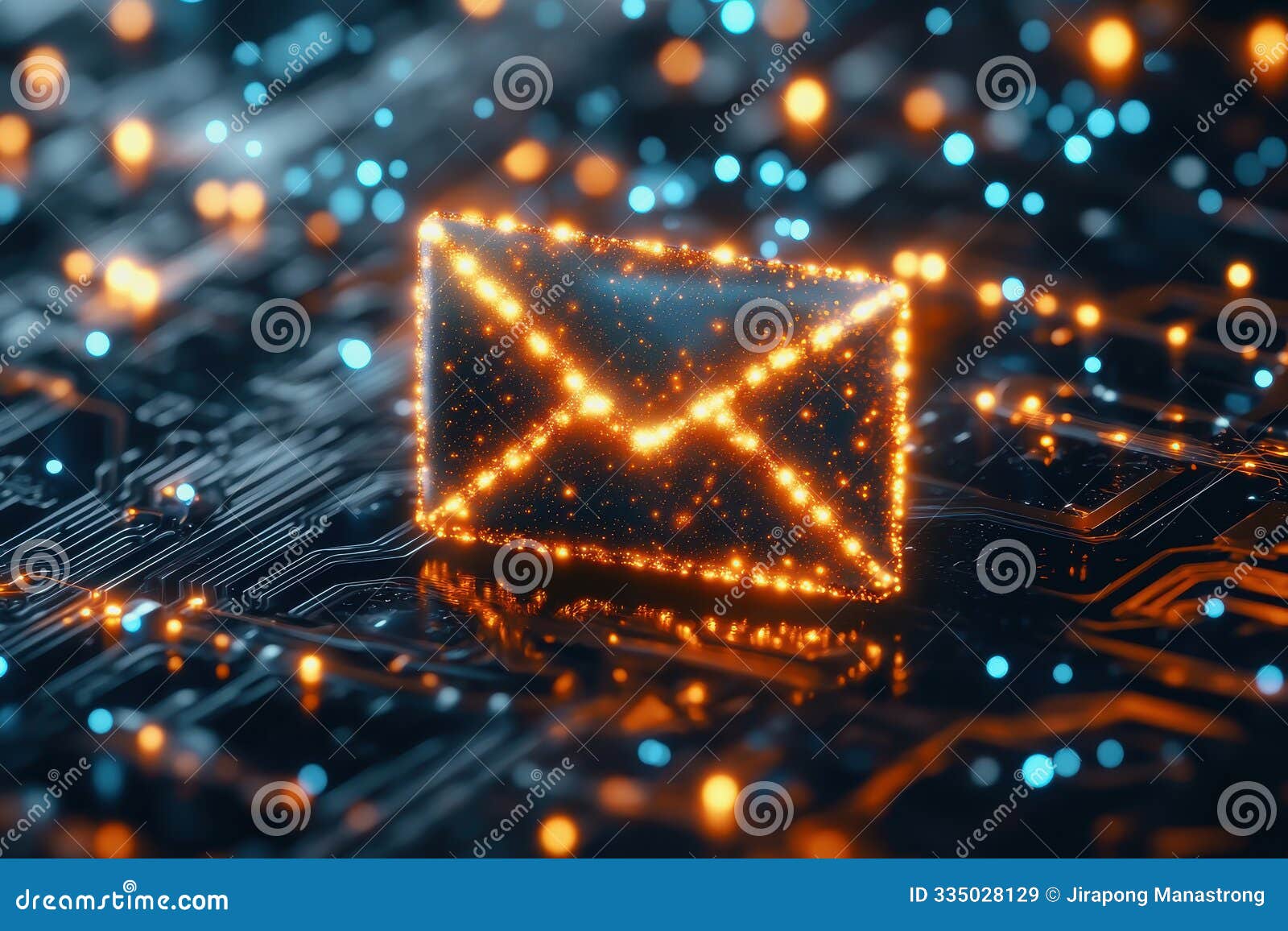 Digital Envelope on Circuit Board Representing Modern Tech ...