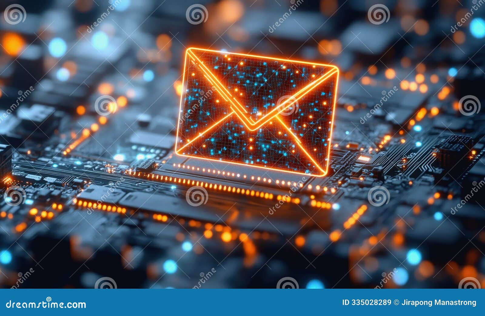 Digital Envelope on Circuit Board Representing Modern Tech ...