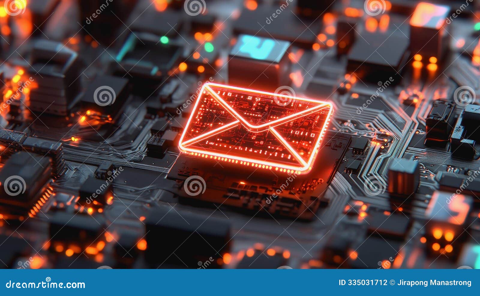 Digital Envelope on Circuit Board Representing Modern Tech ...