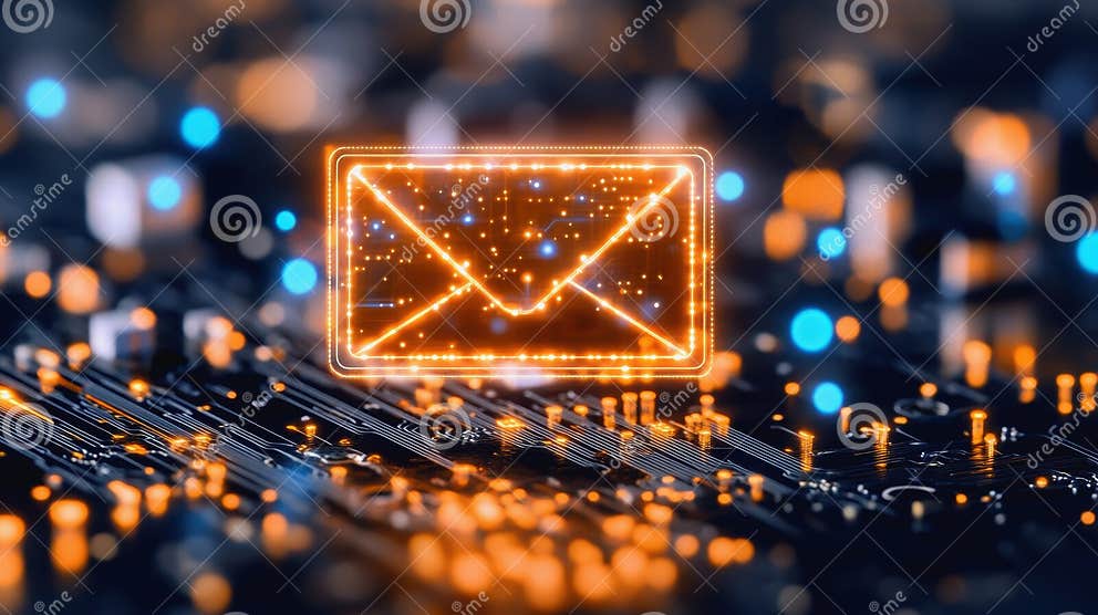 Digital Envelope on Circuit Board Representing Modern Tech ...