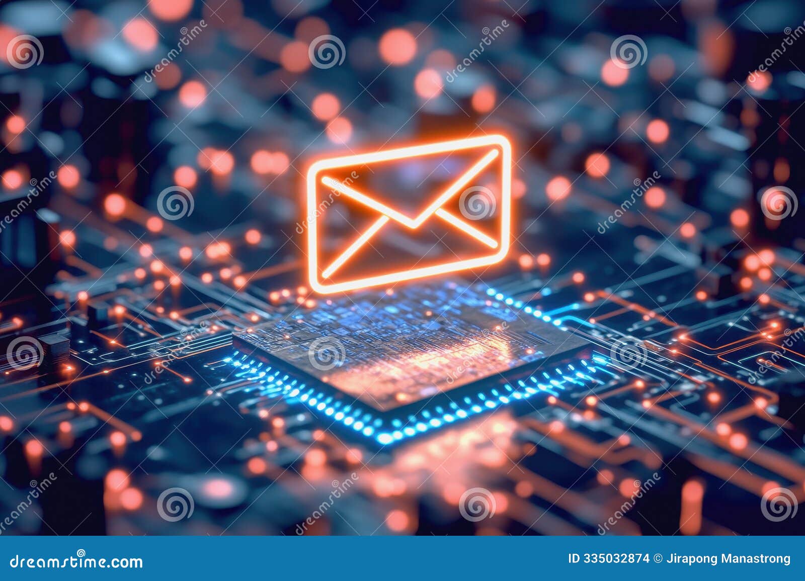 Digital Envelope on Circuit Board Representing Modern Tech ...