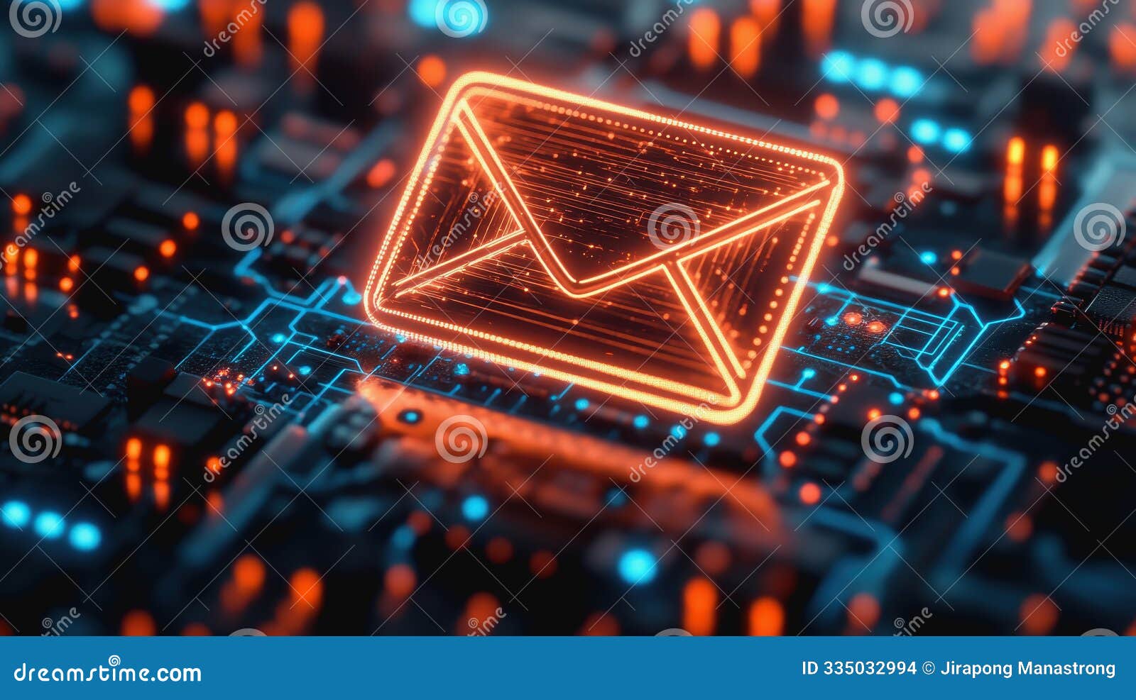 Digital Envelope on Circuit Board Representing Modern Tech ...